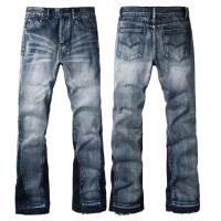 China Flare Patchwork Denim Jeans Mid Rise Streetwear Denim Pants With Whisker Detailing for sale