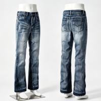 China Flare Patchwork Denim Jeans Mid Rise Streetwear Denim Pants With Whisker Detailing for sale