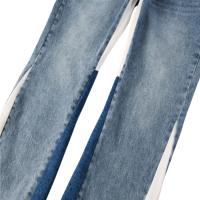 China Washed Ripped Denim Jeans Flare Street Denim Jeans With Whisker Detailing for sale