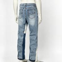 China Washed Ripped Denim Jeans Flare Street Denim Jeans With Whisker Detailing for sale