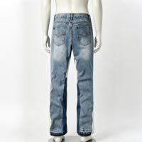 China Washed Ripped Denim Jeans Flare Street Denim Jeans With Whisker Detailing for sale