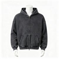 China Men’s Vintage Washed Zip-Up Hoodie Oversized Fleece Lined Winter Casual Sweatshirt for sale