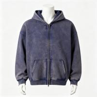China Men’s Vintage Washed Zip-Up Hoodie Oversized Fleece Lined Winter Casual Sweatshirt for sale