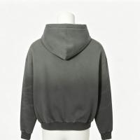 China Men’s Distressed Gradient Hoodie Oversized Fleece Lined Streetwear Casual Pullover for sale