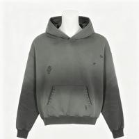 China Men’s Distressed Gradient Hoodie Oversized Fleece Lined Streetwear Casual Pullover for sale