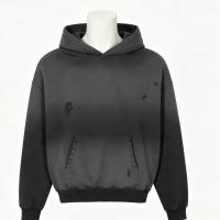 China Men’s Distressed Gradient Hoodie Oversized Fleece Lined Streetwear Casual Pullover for sale