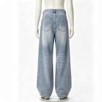 China Light Wash Men's Jeans Straight Baggy Light Wash Jeans Wide Leg for sale