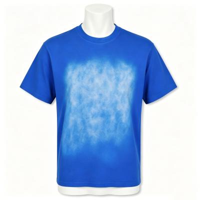 China Men’s Oversized Gradient Spray-Wash Cotton T-Shirt 270GSM Casual Streetwear Top for sale