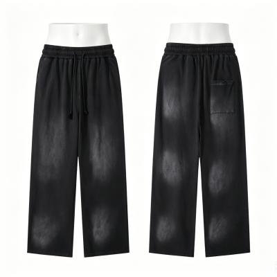 China Spray Wash Cotton Straight Leg Pants High Waist Cotton Straight Leg Trousers No Stretch for sale