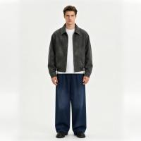 China Spray Wash Cotton Straight Leg Pants High Waist Cotton Straight Leg Trousers No Stretch for sale