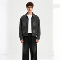 China Spray Wash Cotton Straight Leg Pants High Waist Cotton Straight Leg Trousers No Stretch for sale