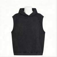China Vintage Washed Cotton Sleeveless Hoodie 220GSM Mens Gym Tank Top Casual for sale
