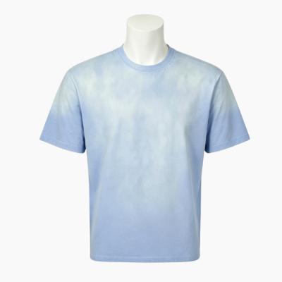 China Spray Washed Colour Block Shirt Faded Mens Drop Shoulder T Shirt 250GSM for sale