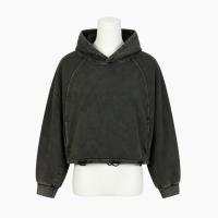 China Men’s Wax-Dyed Cropped Hoodie 340G Oversized Streetwear Distressed Sweatshirt for sale