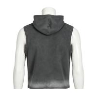 China Men’s Vintage Washed Hooded Vest 240G Oversized Sleeveless Streetwear Zip-Up Jacket for sale
