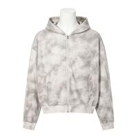 China Men’s Tie-Dye Zip-Up Hoodie 410G Oversized Streetwear Casual Full-Zip Sweatshirt for sale