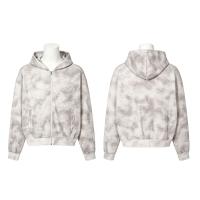 China Men’s Tie-Dye Zip-Up Hoodie 410G Oversized Streetwear Casual Full-Zip Sweatshirt for sale