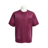 China 275GSM Basic Crew Neck Tee Spray Wash Short Sleeve Crew Neck Raw Edge for sale