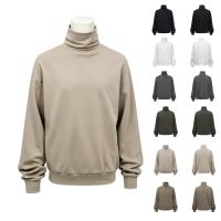 China 305GSM Turtleneck Long Sleeve Shirt Oversized Drop Shoulder Brushed Long Sleeve Tee Double-Sided Fabric for sale