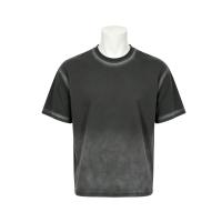 China 280GSM Heavyweight Cotton Tee Gradient Spray Snow Wash T Shirt Retro for sale
