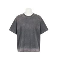 China 260GSM Vintage Washed Tube Single Stitch Men’s Crew Neck T-Shirt, Loose Oversized Retro Short Sleeve Blank Tee for Bulk Wholesale for sale