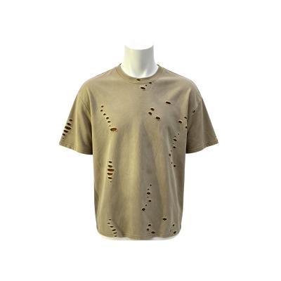 China 400GSM Basic Crew Neck Tee Streetwear Cotton Crew Neck T Shirt Gradient Wash for sale