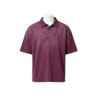 China 275GSM 100% Cotton Vintage Acid Wash Distressed Polo T-Shirt, Oversized Drop Shoulder Streetwear Blank Polo Tee for Bulk Wholesale for sale