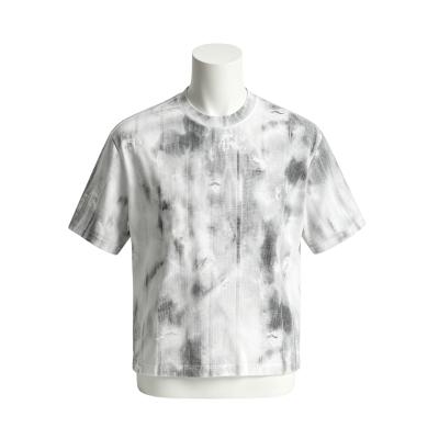 China 200GSM Oversized Drop Shoulder T Shirt Smudge Dye Custom Print Tee Vintage for sale