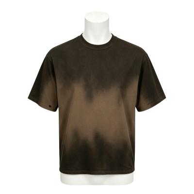 China 250GSM Basic Crew Neck Tee Gradient Wash Cotton Crew Neck T Shirt Oversized for sale