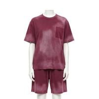 China Gradient Spray Custom Print Tee Oversized Waffle T Shirt Spray Wash for sale