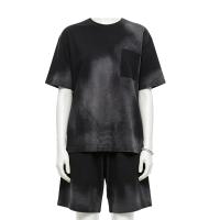 China Gradient Spray Custom Print Tee Oversized Waffle T Shirt Spray Wash for sale