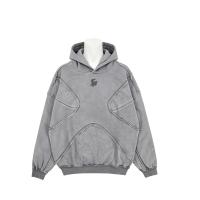 China 500G 100% Cotton Raw Edge Spliced Hoodie, Oversized Drop Shoulder Vintage Streetwear Pullover Hooded Sweatshirt for Bulk Wholesale for sale