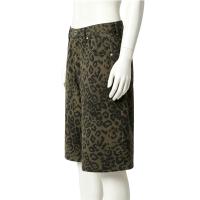 China Non Stretch Sports Sweat Shorts Five Inch Leopard Print Denim Shorts Mid Waist for sale