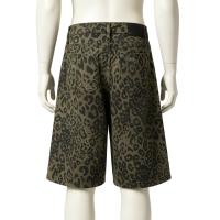 China Non Stretch Sports Sweat Shorts Five Inch Leopard Print Denim Shorts Mid Waist for sale