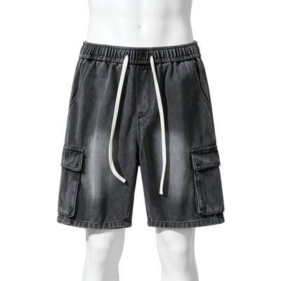 China Vintage Washed Cargo Denim Shorts Straight Non Stretch Jean Shorts Five Inch 3 Colors for sale