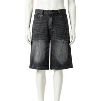 China Gradient Washed Sports Sweat Shorts Non Stretch Wide Leg Denim Shorts Loose 2 Colors for sale