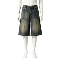 China Gradient Washed Sports Sweat Shorts Non Stretch Wide Leg Denim Shorts Loose 2 Colors for sale