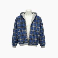 China Plaid Lined Zip Up Hooded Sweatshirt Jacket, Oversized Loose Contrast Check Inner Hoodie 3 Colors Cross-Border Wholesale for Autumn for sale