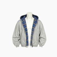 China Plaid Lined Zip Up Hooded Sweatshirt Jacket, Oversized Loose Contrast Check Inner Hoodie 3 Colors Cross-Border Wholesale for Autumn for sale