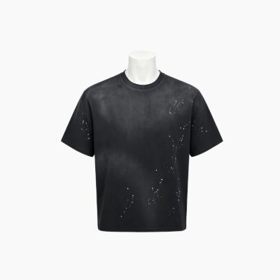 China 250G 100% Cotton Ink Splash Gradient Washed T-Shirt, Loose Raglan Sleeve Streetwear Crew Neck Tee 3 Colors Cross-Border Wholesale for sale