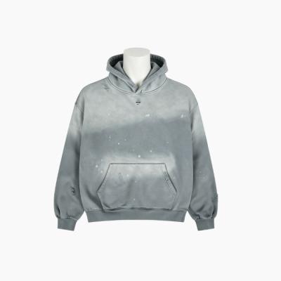 China 400G Heavyweight Fleece Lined Gradient Washed Distressed Hoodie, Oversized American Retro Pullover Hooded Sweatshirt 4 Colors Cross-Border Wholesale for sale