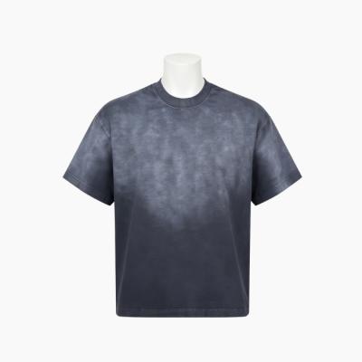 China Gradient Wash Drop Shoulder Tee 320GSM Distressed Vintage Tee 100% Cotton for sale