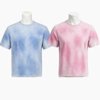 China 160G Cotton Watercolor Gradient Loose Fit Summer Crew Neck Tee 5 Colors Wholesale for sale