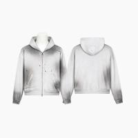 China 404G Cotton Blend Vintage Ink Splash Zip Hoodie Cardigan, Oversized Winter Street Jacket 3 Colors for sale