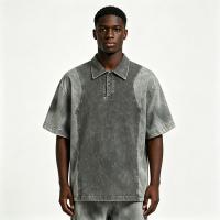 China Oversized Men's Custom Polo Shirts 280GSM Color Block Polo Shirt Drop Shoulder for sale