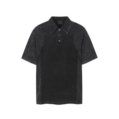 China Oversized Men's Custom Polo Shirts 280GSM Color Block Polo Shirt Drop Shoulder for sale