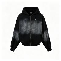 China 380GSM Men's Heavyweight Hoodie Gradient Vintage Wash Full Zip Hooded Jacket Oversized for sale