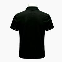 China Gothic Skull Embroidery Polo Shirt, Faux Leather Collar Rivet Cross Patch Punk Short Sleeve Top for Men for sale