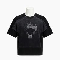 China 250-300G 100% Cotton Vintage Washed Fake Two-Piece Oversized DTG Print Crew Neck Summer Street Tee Cross-Border for sale