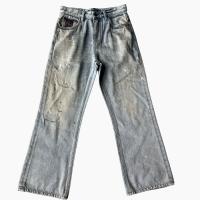 China Paint Splatter Men's Jeans Mid Waist Flare Bootcut Jeans Light Wash for sale